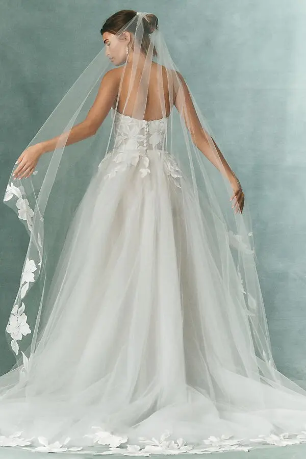 Jenny Yoo Mackenzie Cathedral Veil With Floral Appliqués