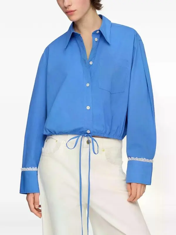GANNI Lace-trim Drawstring-hem Shirt