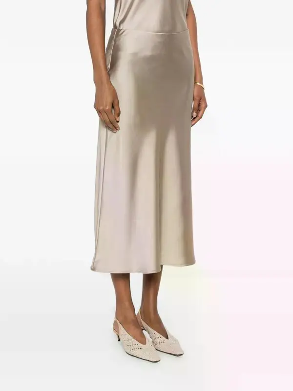 Imperial Satin Finish Flared Midi Skirt