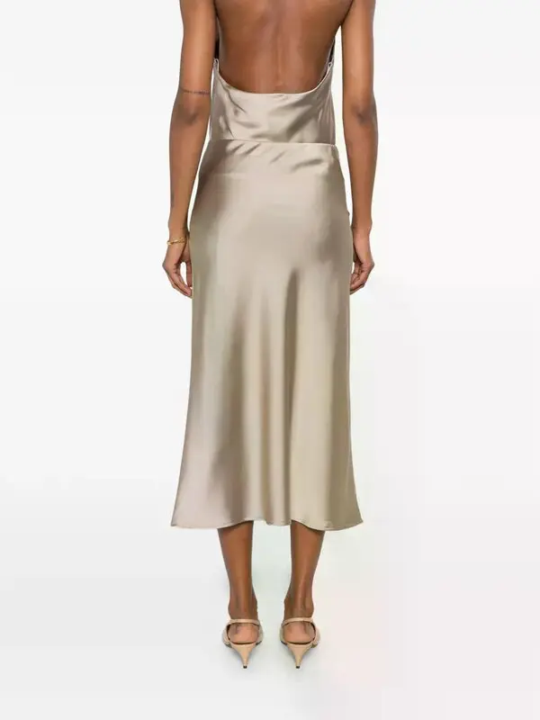 Imperial Satin Finish Flared Midi Skirt