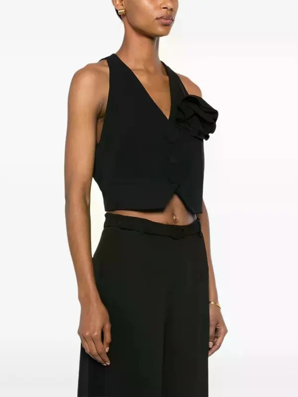 Imperial Cropped Floral Appliqué Top