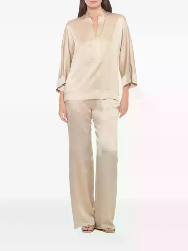 Antonelli Firenze Satin V-neck Blouse