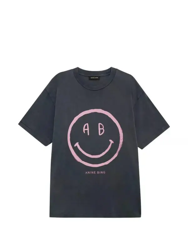 ANINE BING Cade Smiley Graphic T-shirt - Grey