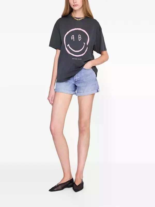 ANINE BING Cade Smiley Graphic T-shirt - Grey