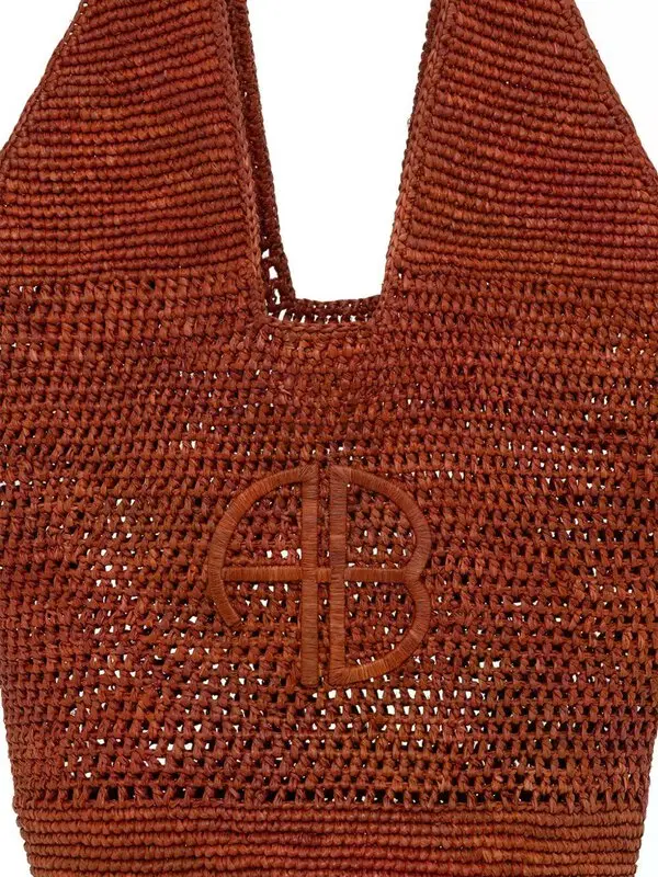 ANINE BING Leah Logo Raffia Tote Bag