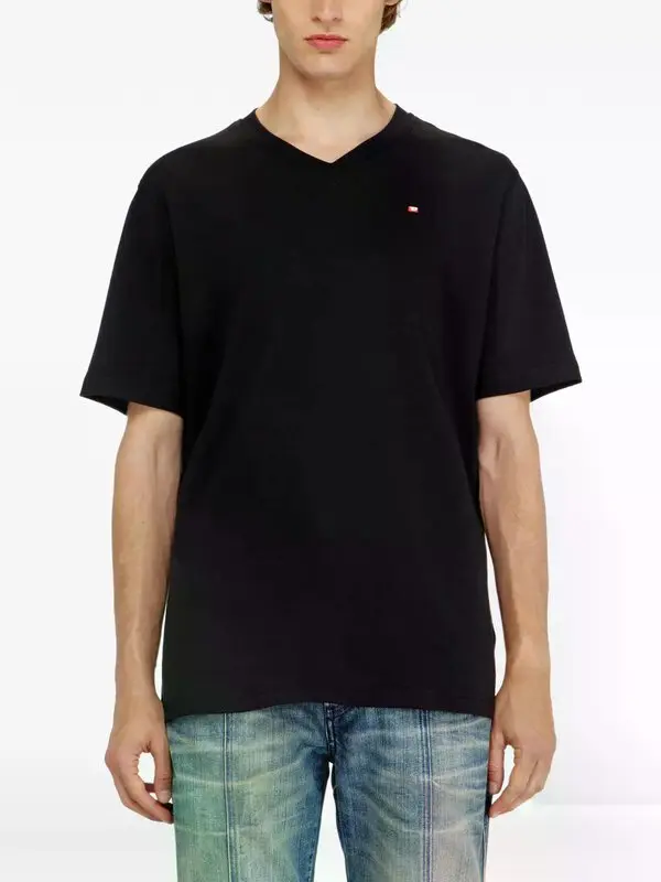 DIESEL® V-neck T-shirt With Micro Logo Embroidery