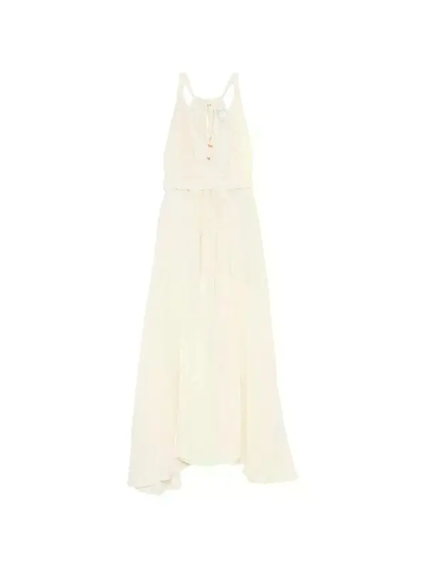 120% Lino Cream Linen Halterneck Dress - Neutrals