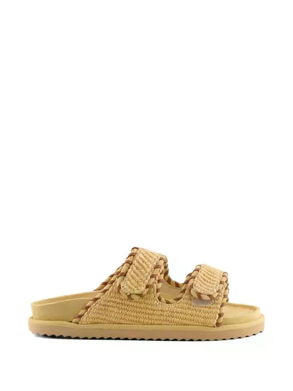 COLORS OF CALIFORNIA Woven Raffia Touch-strap Sandals - Brown