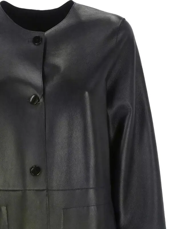 THE JACKIE LEATHERS Button-fastening Leather Coat