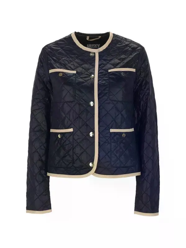 HUSKY Quilted Contrast-trim Jacket - Blue