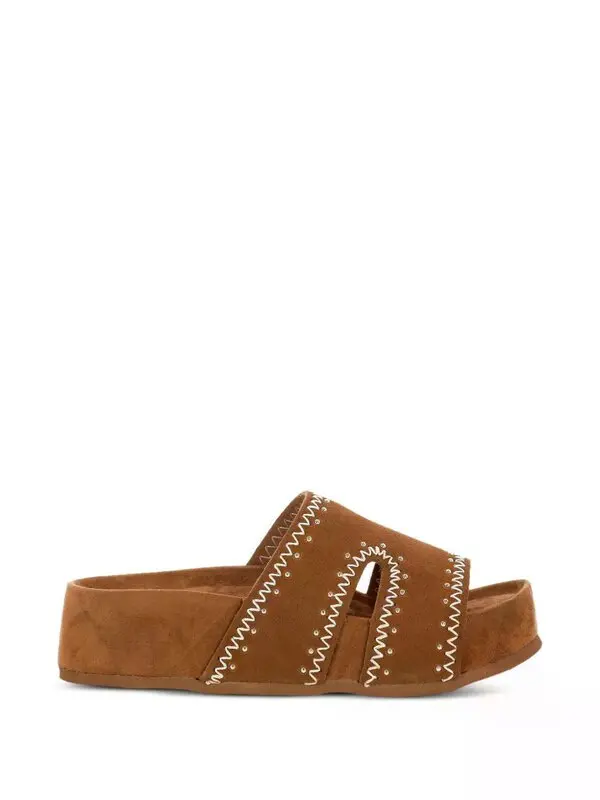COLORS OF CALIFORNIA Stud-embellished Whipstitch Trim Sandals - Brown