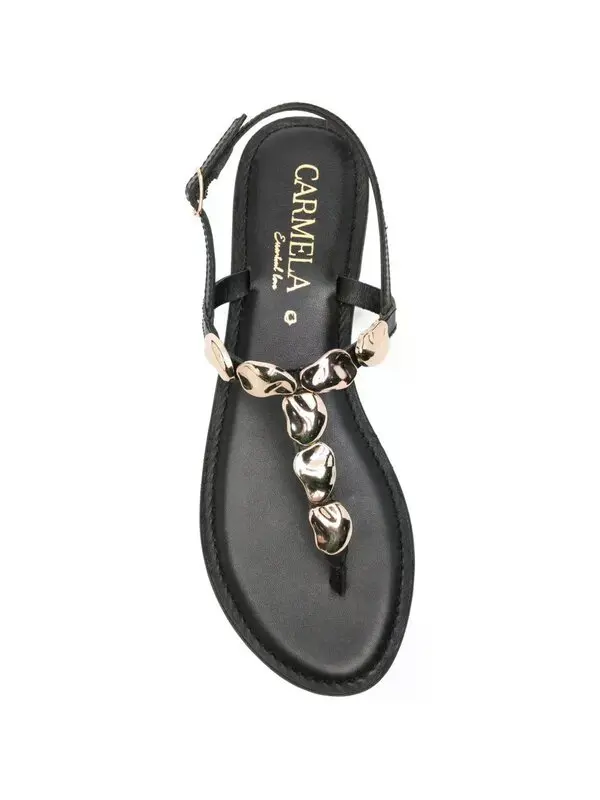 CARMELA Embellished Leather Flat Sandals