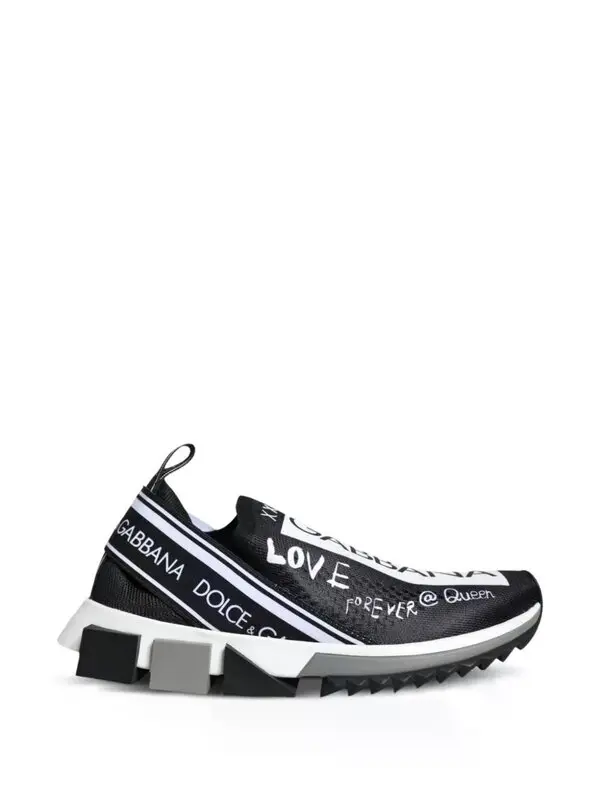 Dolce & Gabbana Sorrento Logo Print Sneakers - Black