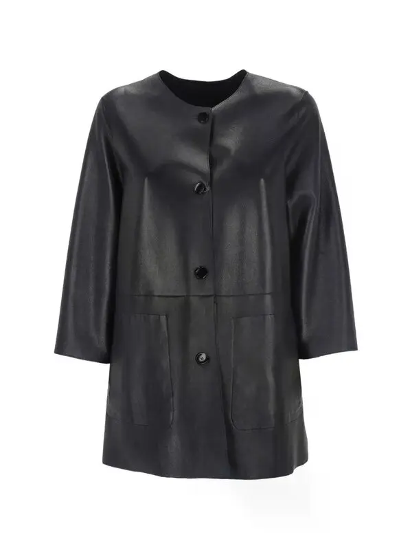 THE JACKIE LEATHERS Button-fastening Leather Coat