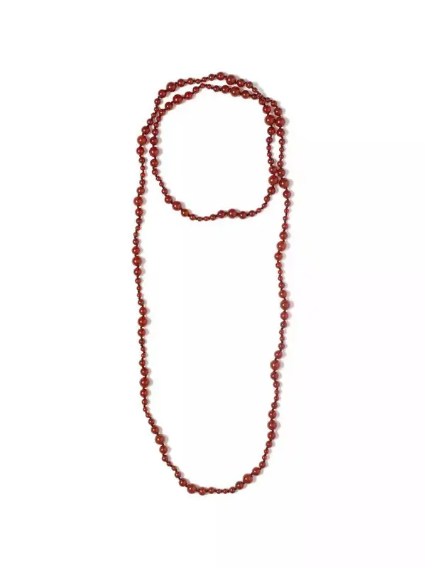 Neeka Studios Long Beaded Necklace - Red