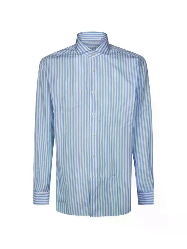 XACUS Stripe-pattern Shirt - Blue