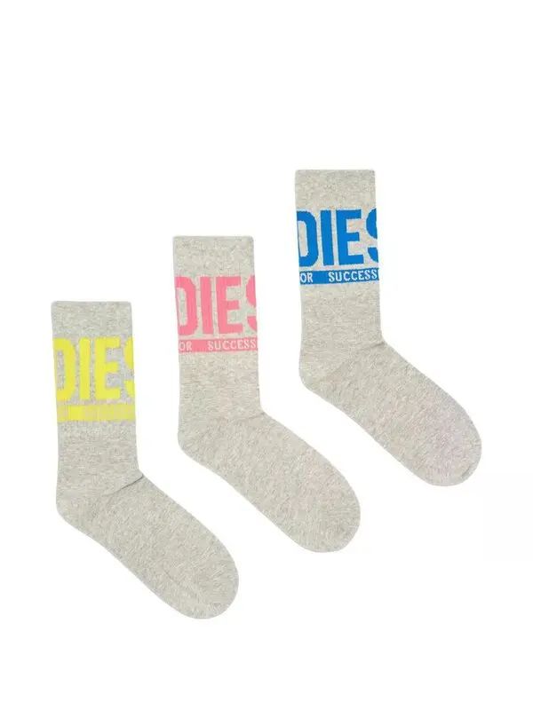 DIESEL® Logo Detail Cotton Socks - Grey
