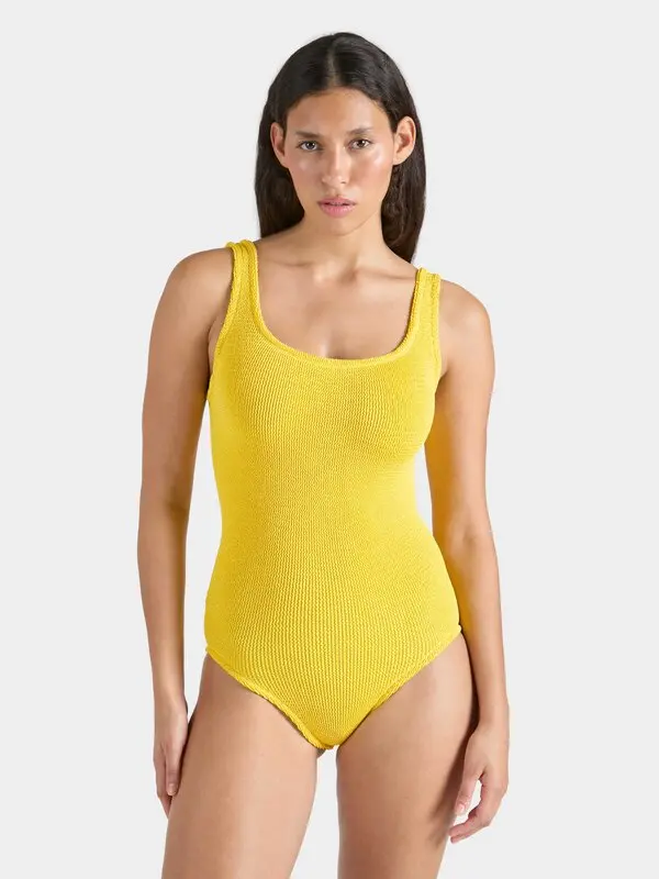 Hunza G Coverage Square Neck Swimsuit - Crinkle Sunflower