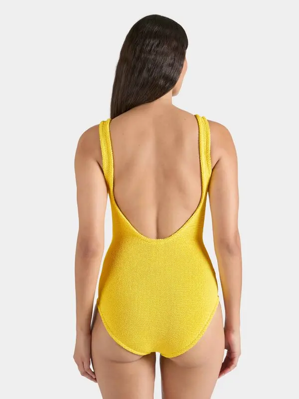 Hunza G Coverage Square Neck Swimsuit - Crinkle Sunflower