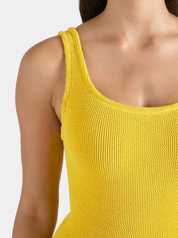 Hunza G Coverage Square Neck Swimsuit - Crinkle Sunflower