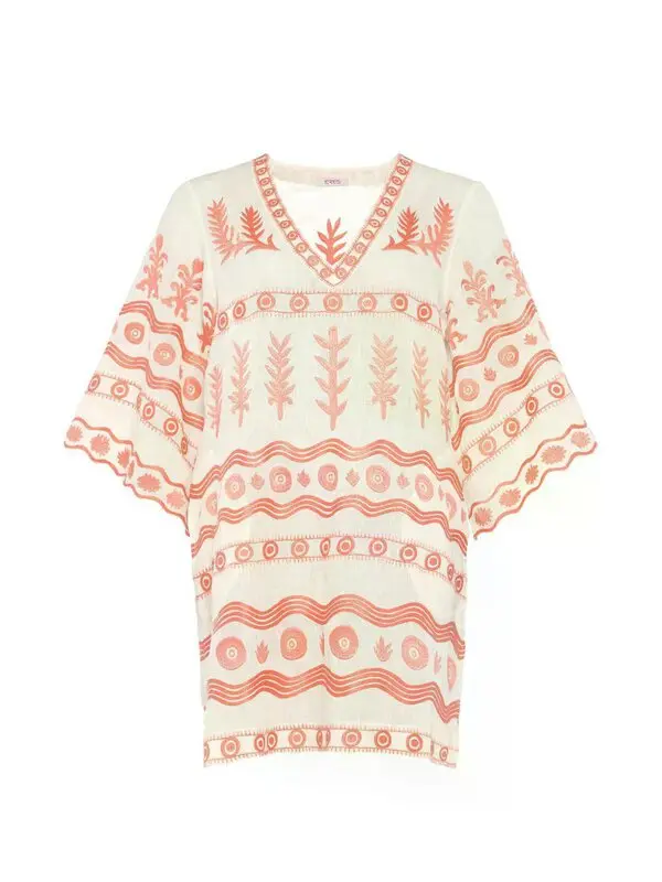 ERES Jacaranda Embroidered Linen Mini Dress - Neutrals