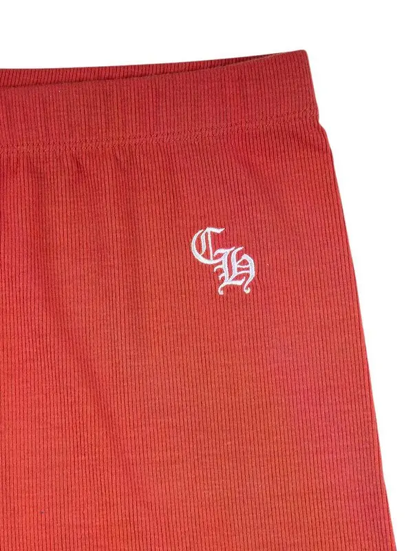 Chrome Hearts Ribbed Logo Embroidered Biker Shorts - Red