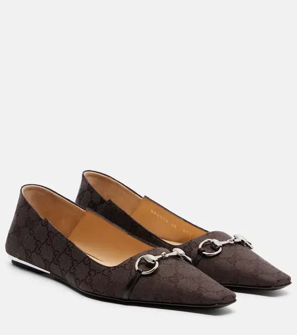 Gucci Vittoria Gg Canvas Ballet Flats - Brown