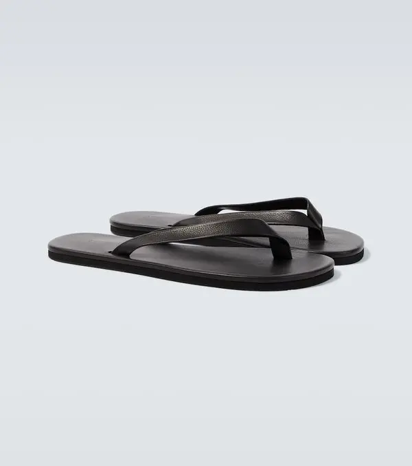 Auralee Leather Thong Sandals - Black