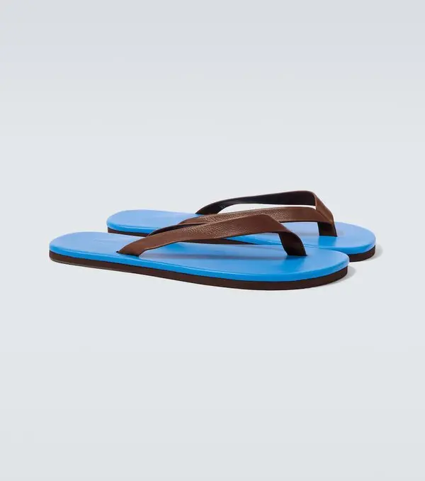 Auralee Leather Thong Sandals - Blue