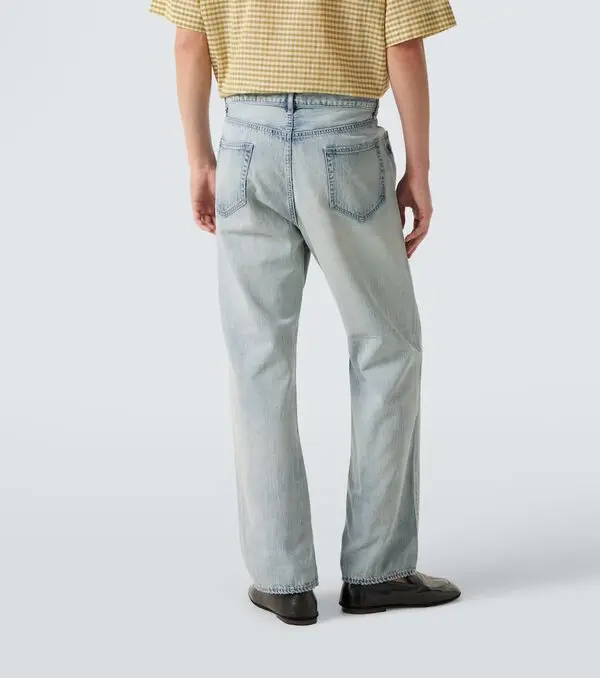 Auralee Faded Straight Jeans In Light Indigo