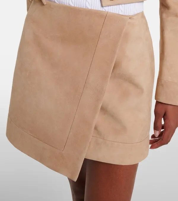 Balmain Suede Wrap Skirt - Beige