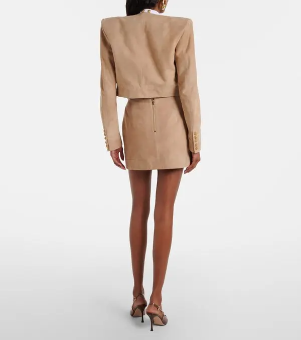 Balmain Suede Wrap Skirt - Beige