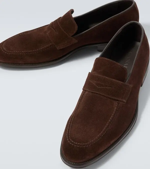 Canali Suede Penny Loafers