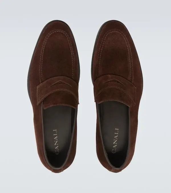 Canali Suede Penny Loafers