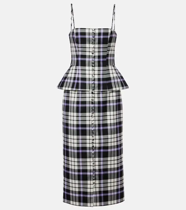 Carolina Herrera Checked Wool Midi Dress - Black