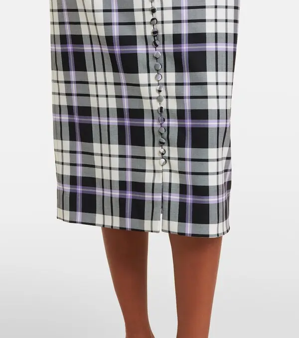 Carolina Herrera Checked Wool Midi Dress - Black