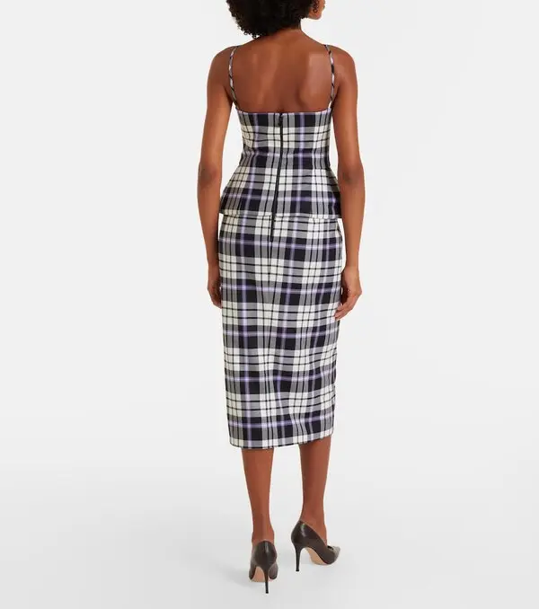 Carolina Herrera Checked Wool Midi Dress - Black