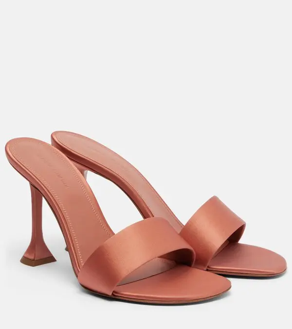 Amina Muaddi Andreea Satin Sandals - Pink