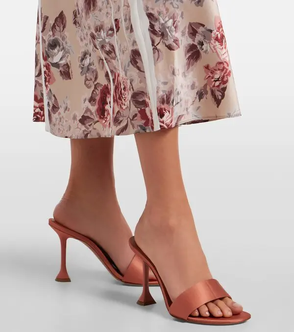 Amina Muaddi Andreea Satin Sandals - Pink