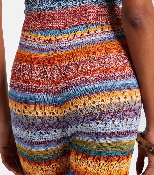 Etro Crochet Striped Cotton Flared Pants - Multicoloured