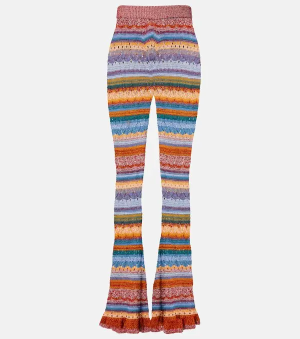 Etro Crochet Striped Cotton Flared Pants - Multicoloured