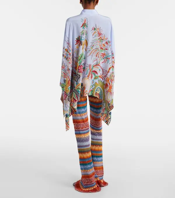 Etro Crochet Striped Cotton Flared Pants - Multicoloured