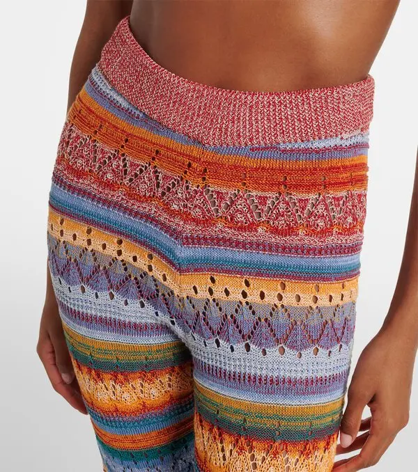 Etro Crochet Striped Cotton Flared Pants - Multicoloured