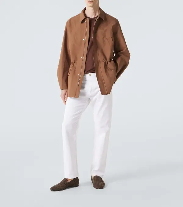 UMIT BENAN Tobacco Cotton Linen Drawstring Waist Jacket
