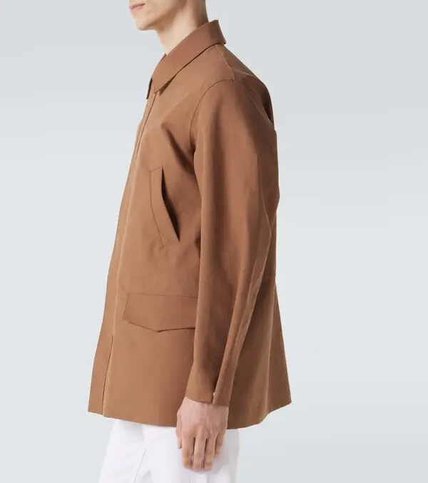 UMIT BENAN Tobacco Cotton Linen Drawstring Waist Jacket