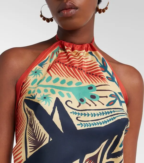 Etro Printed Halterneck Silk Top - Multicoloured