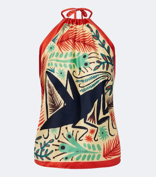 Etro Halterneck Silk Top - Multicoloured