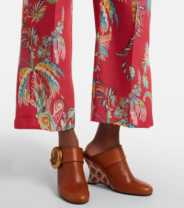 Etro Printed Twill Straight Leg Pants - Red