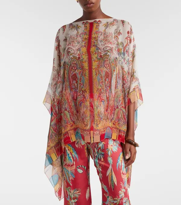 Etro Printed Silk Cape