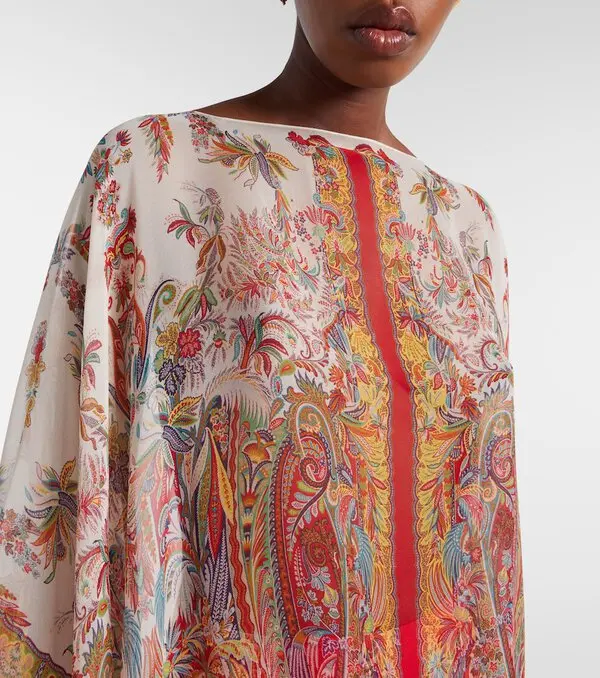 Etro Printed Silk Cape